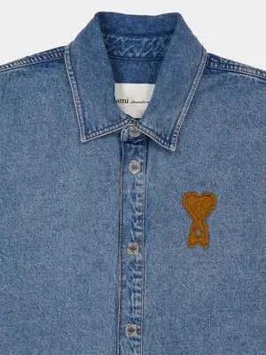 AMI Paris Cotton Knitted De Coeur Overshirt