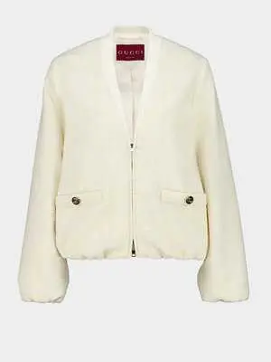 Gucci Ivory Check Cotton Tweed Jacket - Cream