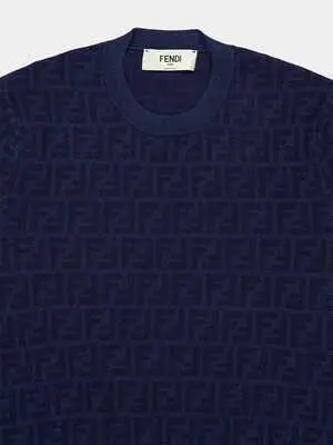 Fendi Ff Denim Knit Pullover - Blue