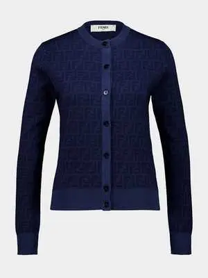 Fendi Ff Wool Cardigan - Blue