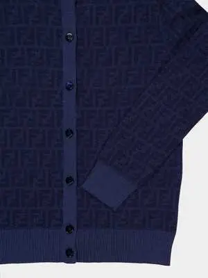 Fendi Ff Wool Cardigan - Blue