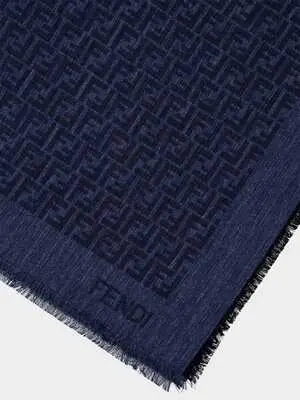 Fendi Ff Cotton Wool Shawl - Blue