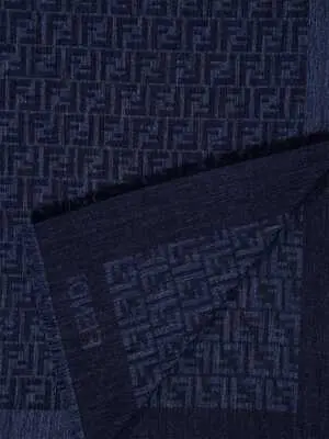 Fendi Ff Cotton Wool Shawl - Blue