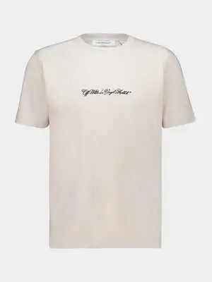 Off-White Pumice Stone Slim Fit Script Arrow T-shirt - Beige