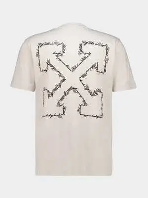 Off-White Pumice Stone Slim Fit Script Arrow T-shirt - Beige