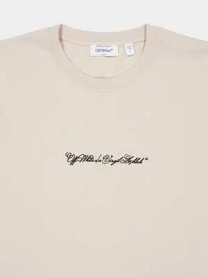 Off-White Pumice Stone Slim Fit Script Arrow T-shirt - Beige