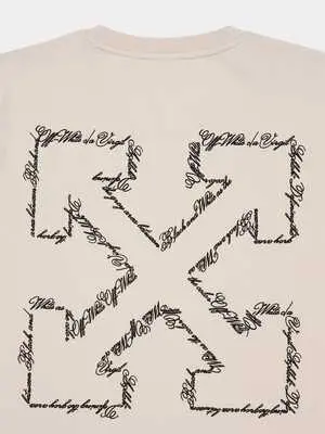 Off-White Pumice Stone Slim Fit Script Arrow T-shirt - Beige