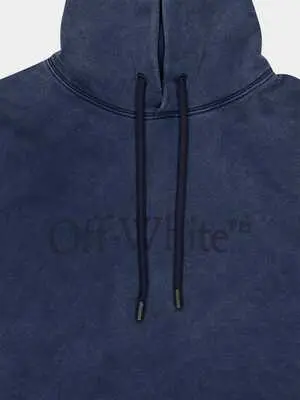 Off-White Hooded Cotton Sweatshirt - Blue