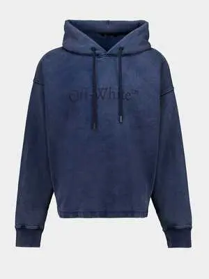 Off-White Hooded Cotton Sweatshirt - Blue