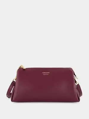 FERRAGAMO Plum Gancini Chain Mini Bag - Burgundy