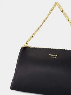 FERRAGAMO Gancini Chain Mini Bag - Black
