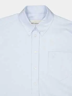 Ami De Coeur Cropped Oxford Shirt - Blue