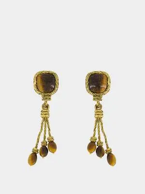 AURÉLIE BIDERMANN Tiger Eye Miki Drop Earrings - Brown