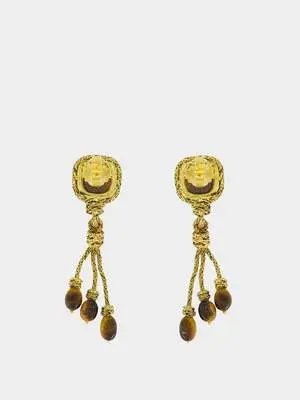 AURÉLIE BIDERMANN Tiger Eye Miki Drop Earrings - Brown