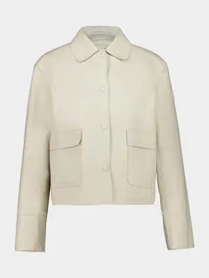 Moncler Haricot 3-in-1 Leather Shirt Jacket - Cream