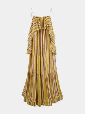 Zimmermann Rebellion Mustard Stripe Maxi Dress - Yellow