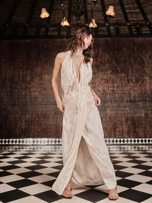 Johanna Ortiz Wildly Beautiful Halter Dress - Beige