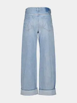 MOTHER The Dodger Button Hover Cuff Jeans - Blue