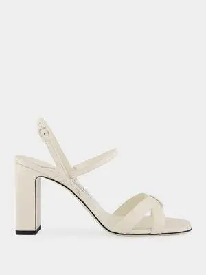 JIMMY CHOO Elsy 85 Nappa Leather Sandals - Cream