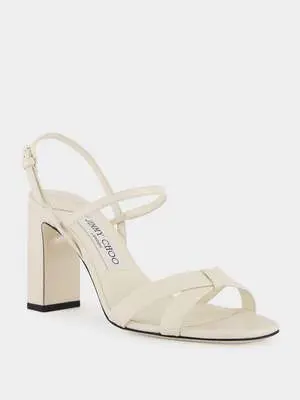 JIMMY CHOO Elsy 85 Nappa Leather Sandals - Cream