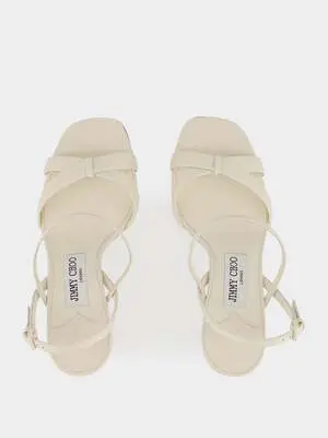 JIMMY CHOO Elsy 85 Nappa Leather Sandals - Cream