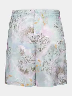 Off-White Printed Cotton Bowling Shorts - Multicolour