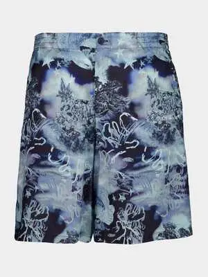 Off-White Printed Viscose Bowling Shorts - Blue