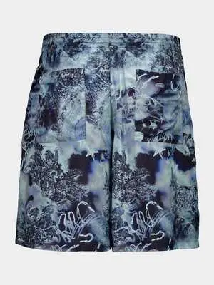 Off-White Printed Viscose Bowling Shorts - Blue