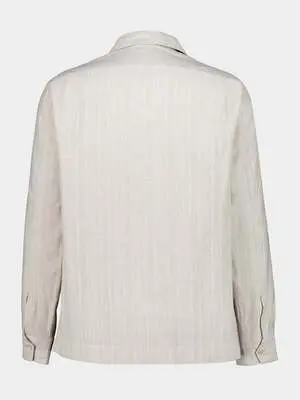 Brunello Cucinelli Rope Cotton And Linen Jacquard Stripe Easy Fit Guayabera
