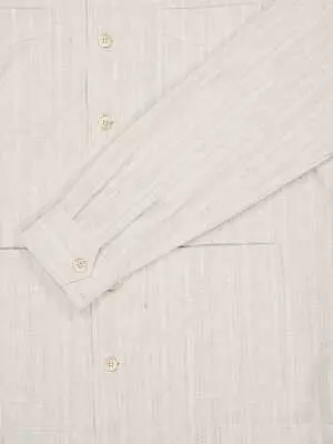 Brunello Cucinelli Rope Cotton And Linen Jacquard Stripe Easy Fit Guayabera