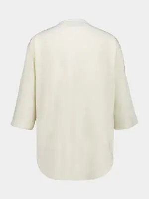 Valentino Garavani Long-sleeve Wool Top With V Detail - Cream