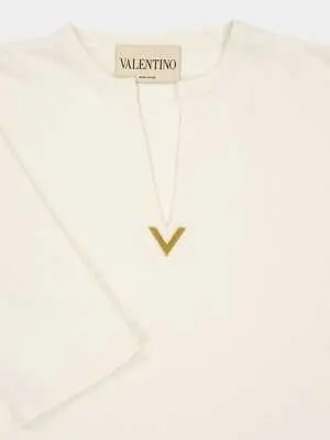 Valentino Garavani Long-sleeve Wool Top With V Detail - Cream