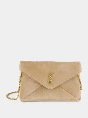 Saint Laurent Cassandre Suede Chain Pouch