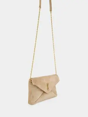 Saint Laurent Cassandre Suede Chain Pouch