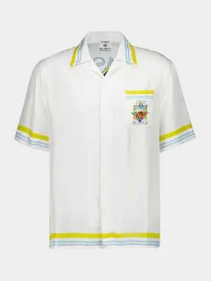 Casablanca Flower Court Silk Tennis Cuban Shirt Multicolour