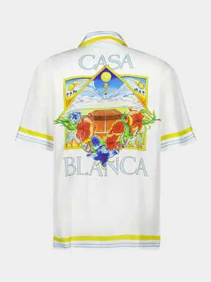 Casablanca Flower Court Silk Tennis Cuban Shirt - Multicolour