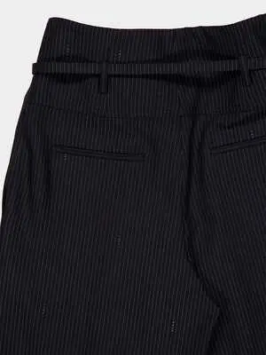 Fendi Pinstriped Wool Wide Leg Trousers - Blue