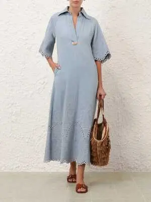 Zimmermann Denim Midi Shirt Dress - Blue