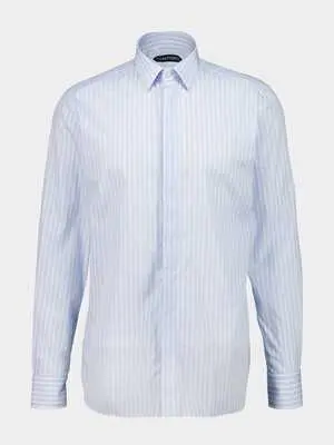 TOM FORD Light And White Striped Cotton Shirt - Blue