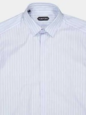 TOM FORD Light And White Striped Cotton Shirt - Blue