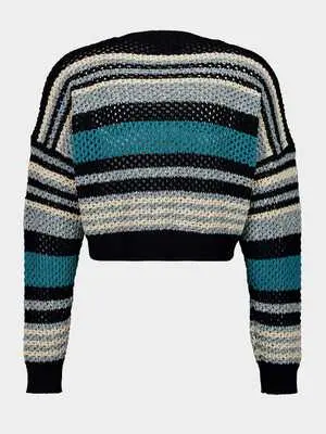 Alanui Black And Teal Ocean Stripes Sweater