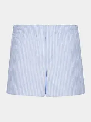 AMI Paris Striped Cotton Shorts - Blue