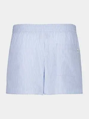 AMI Paris Striped Cotton Shorts - Blue