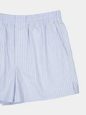 AMI Paris Striped Cotton Shorts - Blue