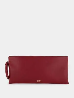 TOM FORD Aura Nappa Leather Clutch - Red