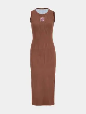 Marni Ribbed Cotton Midi Dress - Brown