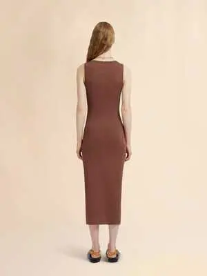 Marni Ribbed Cotton Midi Dress - Brown