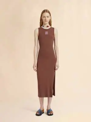 Marni Ribbed Cotton Midi Dress - Brown