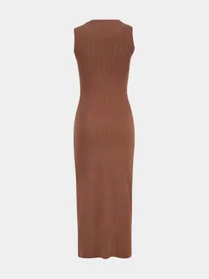 Marni Ribbed Cotton Midi Dress - Brown