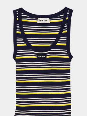 Miu Miu Striped Cotton Tank Top - Blue